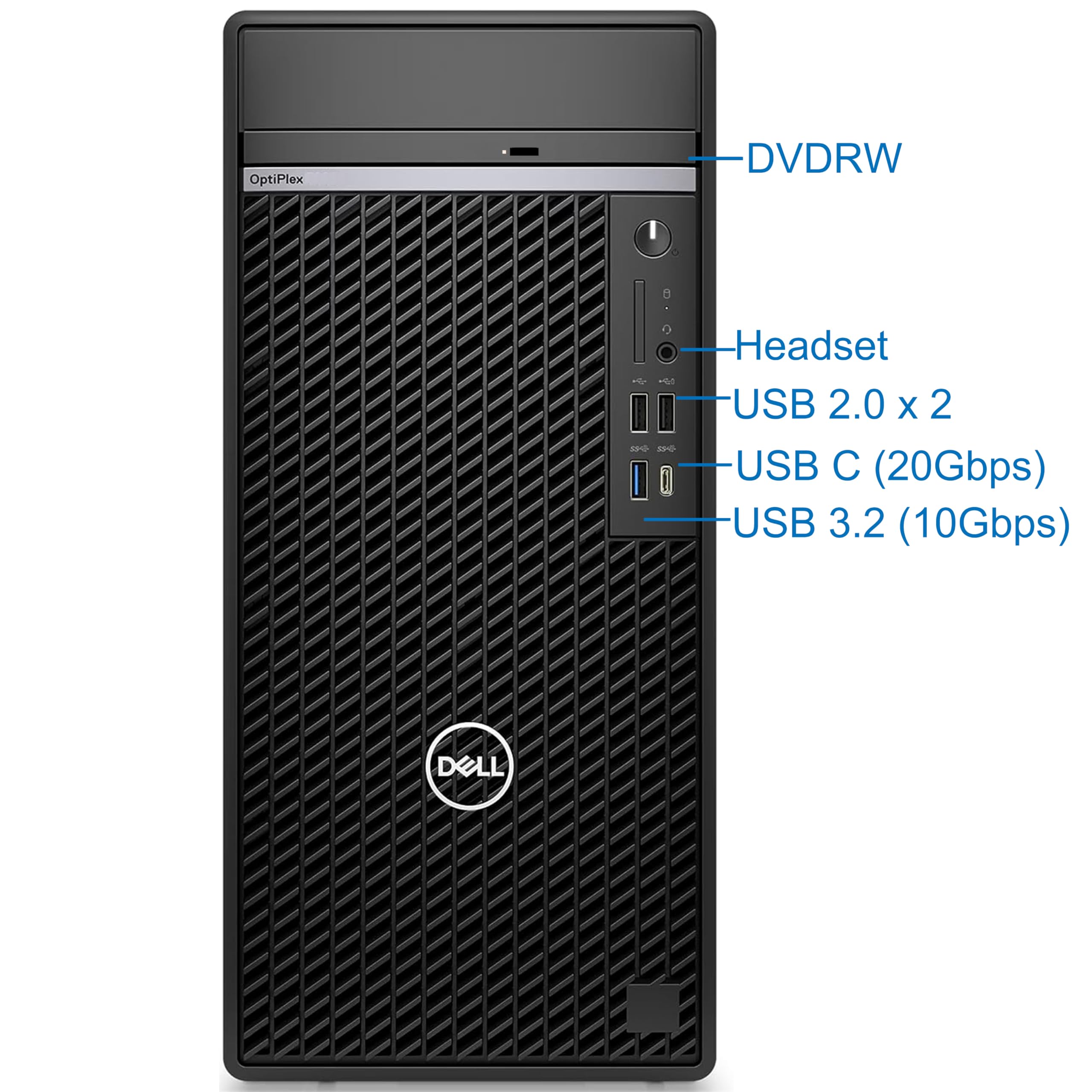 Dell Optiplex 7010 Plus Tower Desktop Computer, Intel i9-12900K, 64GB RAM, 2TB NVMe SSD, DisplayPort, DVDRW, HDMI, USB-C 20 Gbps, Wi-Fi, BT, Windows 11 Pro, 7000 Series PC, Black