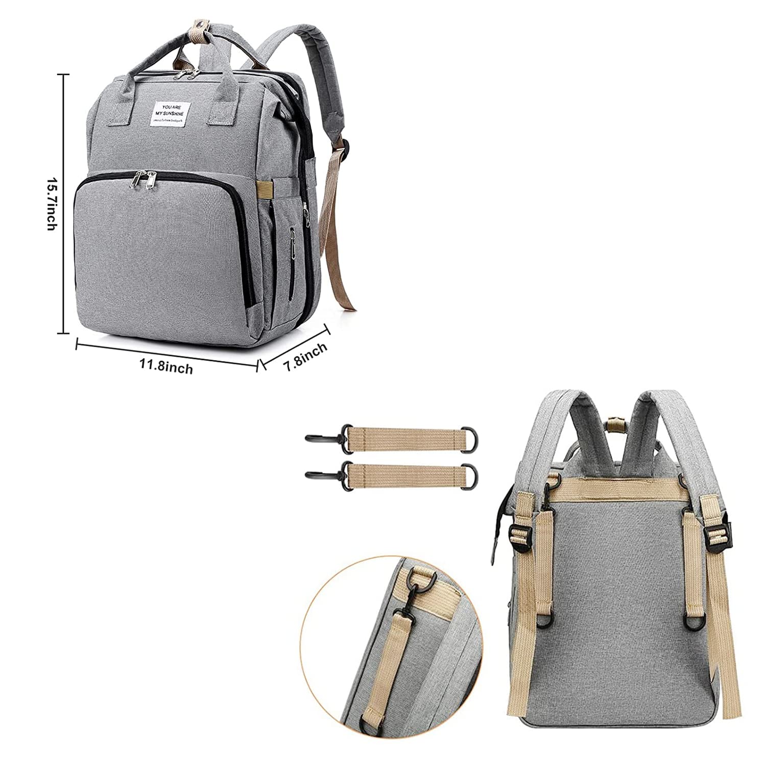 Diaper Bag Backpack with Changing Station, Nappy Baby Bags with Portable Changing Pad Waterproof Multi-Function Travel Portable Mommy Bag(Purple)