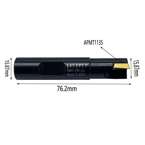 GBJ 5/8" * 5/8 * 3β-2T +2pcs APMT1135PDER 90 Β° Indexable End Mill Holder Carbide Inserts Machining Steel,Iron Square Shoulder Face milling Slotting Milling Arbor (5/8" * 5/8 * 3β-2T + APMT1135PDER)