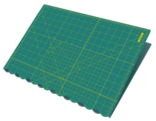 OLFA 17" x 24" Folding Cutting Mat (FCM-17x24) - Self Healing 17x24 Inch Foldable Rotary Mat with Grid for Quilting, Sewing, Fabric & Crafts, Use with Rotary Cutters & Fixed Blade Knives (Green)