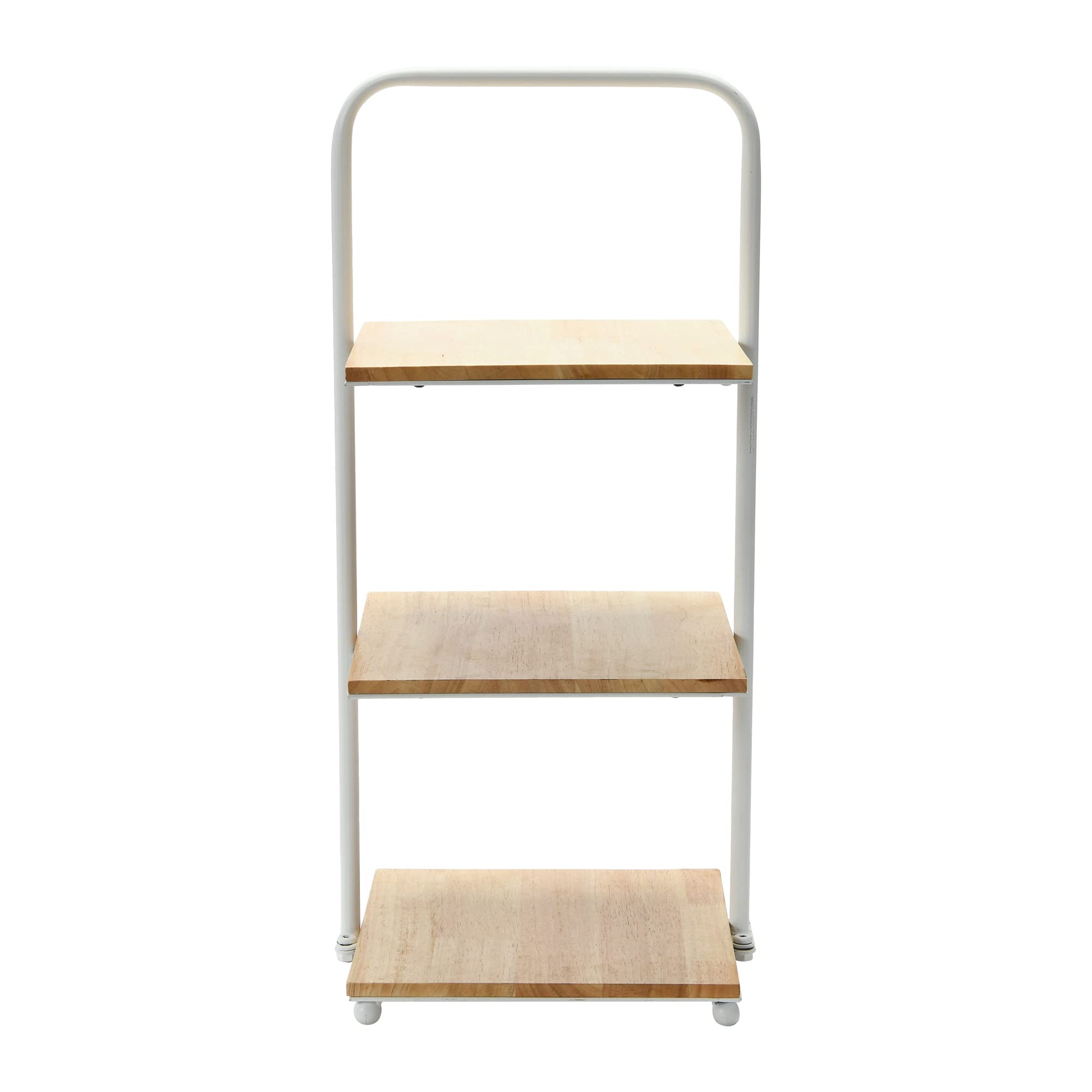 Creative Co-Op Modern Decorative 3 Shelves Solid Wood Kitchen Coffee or Tea Station and Plant Holder, White Tiered Tray