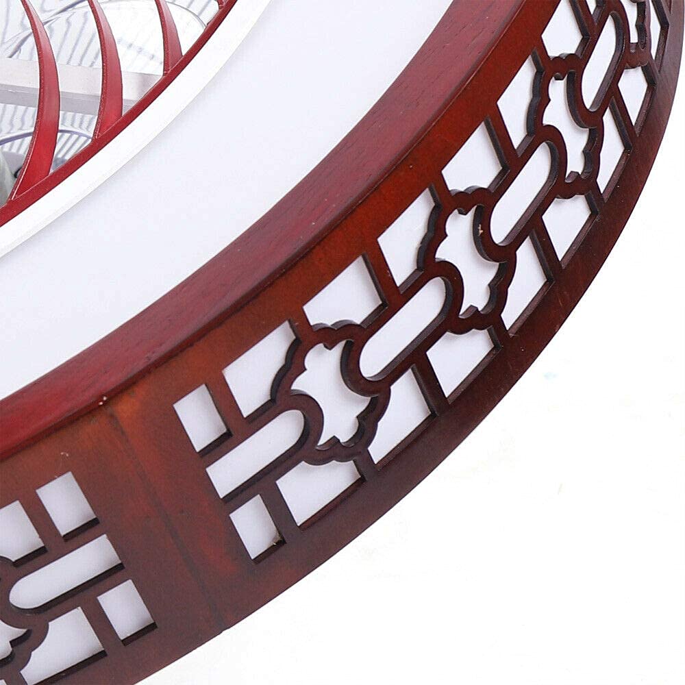 Ceiling Fan Light,22 Inch 64W 3 Colors 3 Speeds Round Retro Wood Remote Control Indoor Flush Mount Ceiling Fan Light