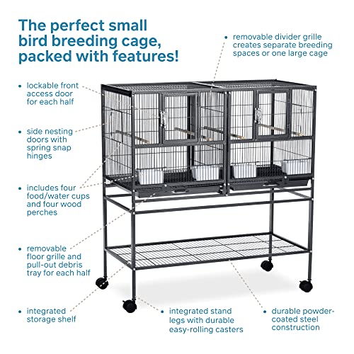 Prevue Pet Products F070 Hampton Deluxe Divided Breeder Cage with Stand,Black Hammertone,1/2"
