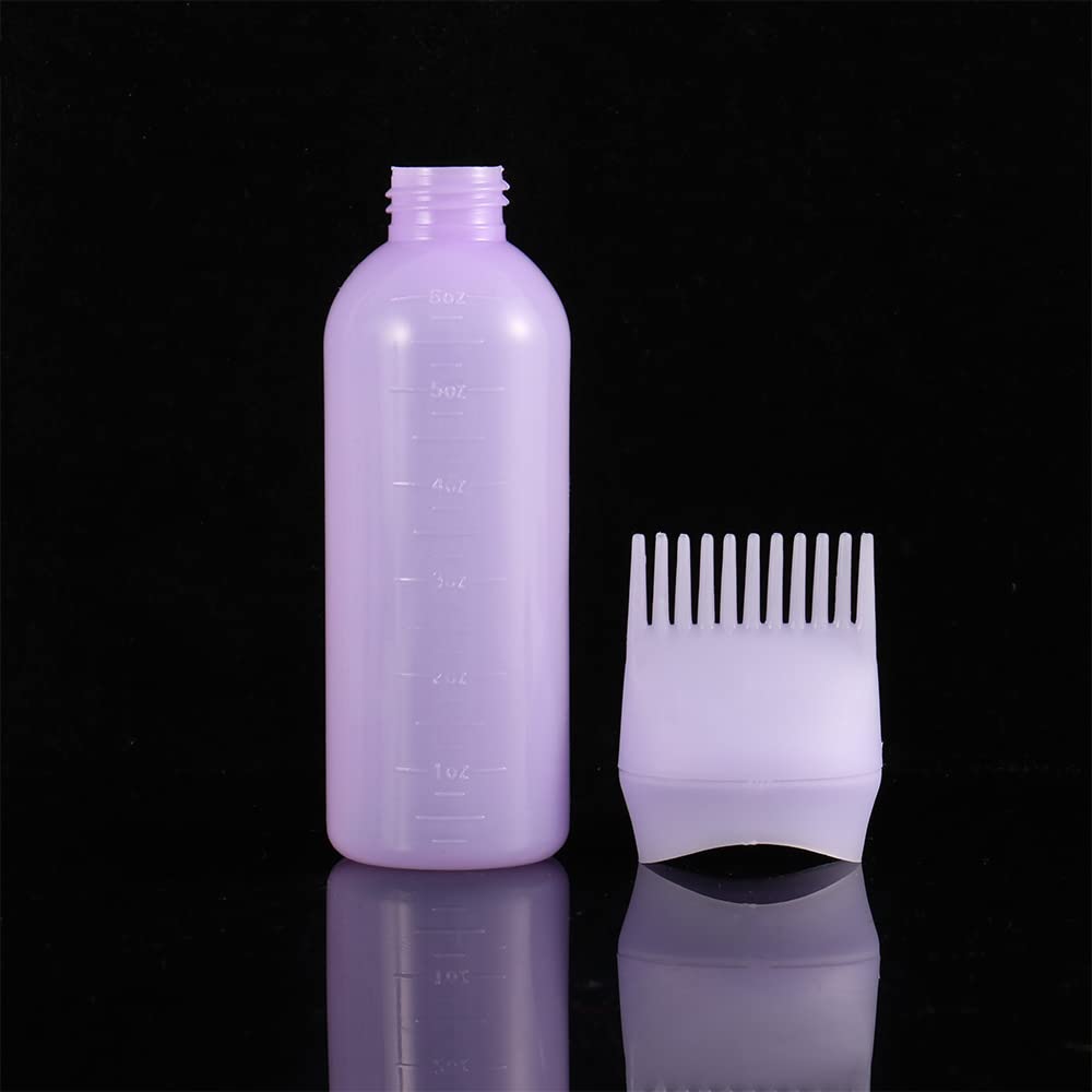 CHDHALTD Root Comb Applicator Bottle,120ML Plastic Squeeze Bottle Hair Root Comb Color Applicator Brush with Graduated Scale,Empty Bottle Styling Tool (purple)