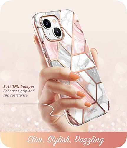 i-Blason Glitter Case for iPhone 14 Plus (6.7 Inches) Mobile Phone Case 360 Degree Case Bumper Protective Cover [Cosmo] with Screen Protector 2022 Edition (Marble)