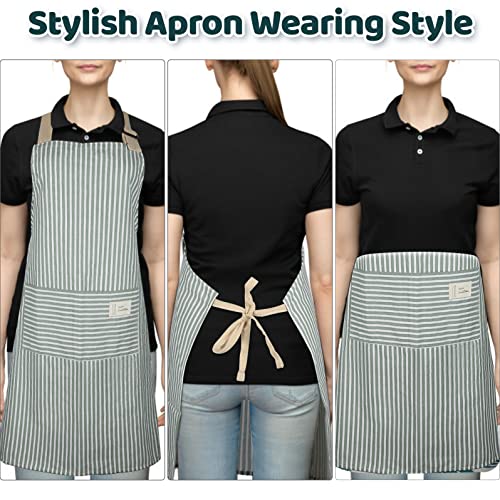 Yanacc 2 Pack Aprons for Women Chef, Apron with 2 Pocket and Adjustable Neck Strap for Kitchen Cooking Baking Gardening (Apron-13)