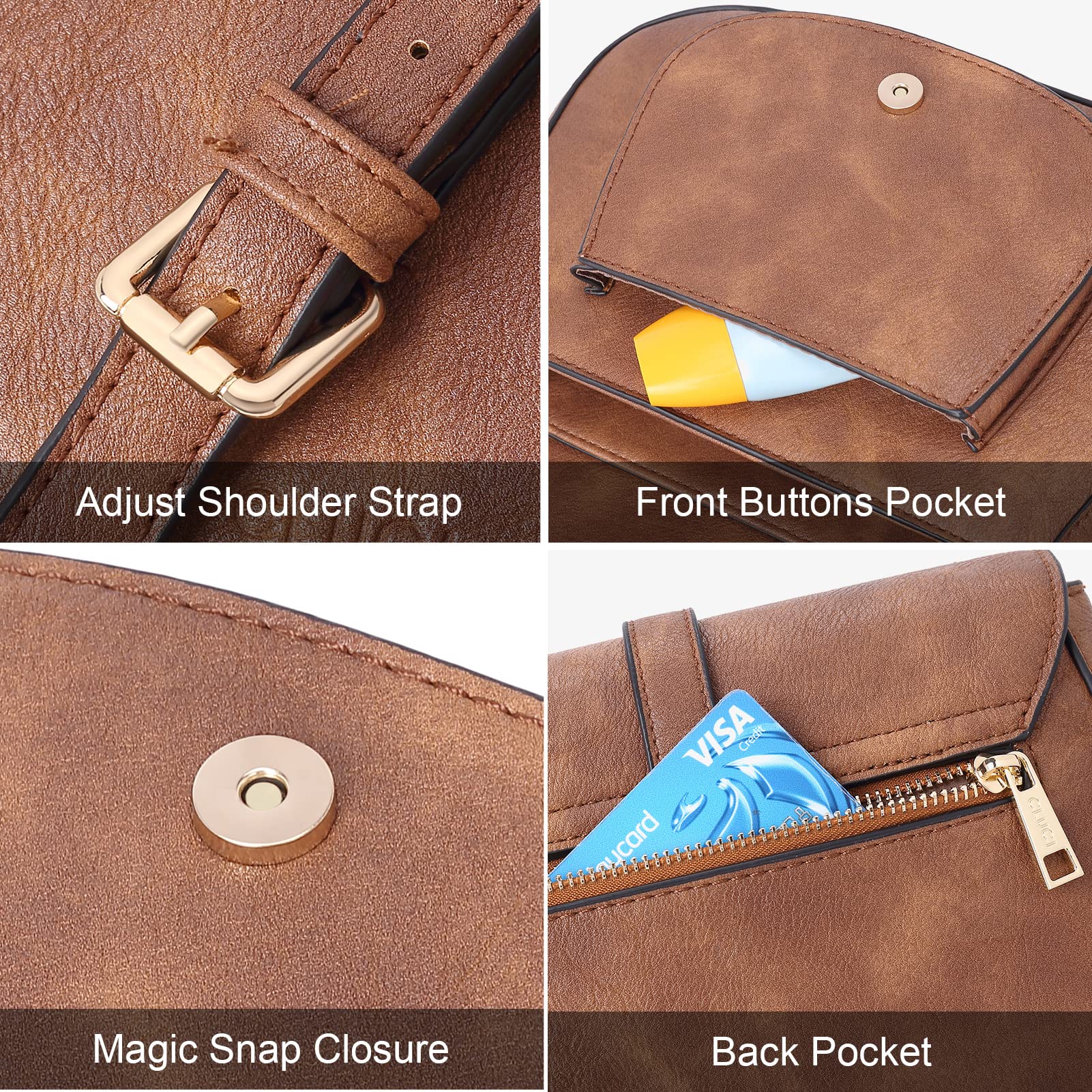 CLUCI Small Crossbody Bag for Women Clutch Handbag,PU Leather Shoulder Purse with Adjustable Strap