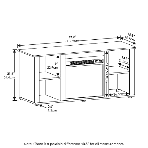 Furinno Jensen Entertainment Center Stand with Fireplace for TV up to 55 Inch, Americano, Corded Electric, Adjustable