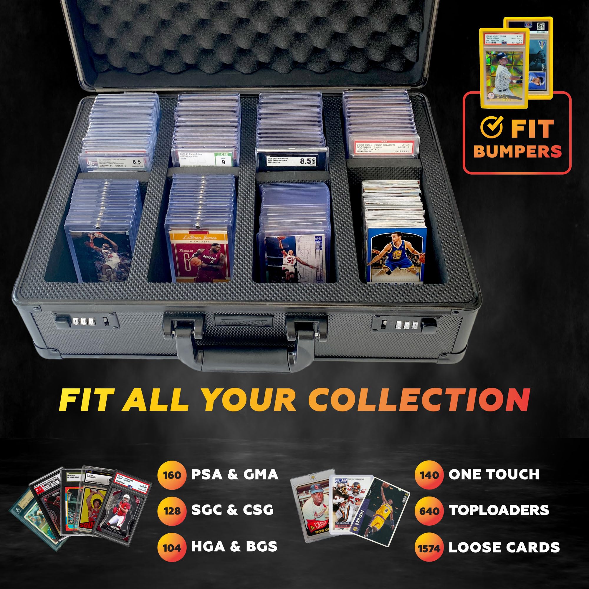 Panopply SLAB ARMOR 160+ 4 Row Psa Graded Card Storage Box Graded Card Case Psa Slab Case for Graded Cards Psa Card Case Baseball Card Cases for Sports Cards Storage Sports Card Case (BLACK)