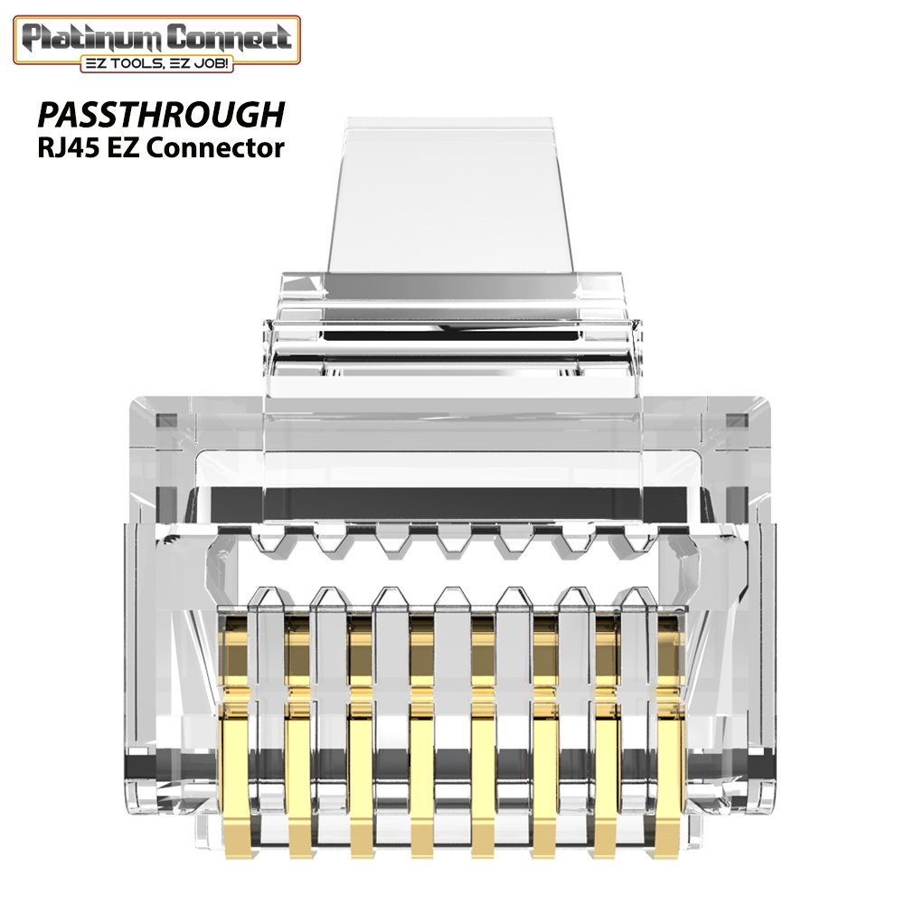RJ45 CAT6 Passthrough Connectors (50 PCS),Gold Plated 3 Micron 3u, High Performance 3 Prong Pins (CAT6/50 PCS)
