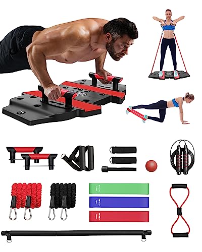 Push Up Board, Portable Home Gym, Push Up Bar Strength Training Equipment, Full Body Workout Set with 20 Accessories, Suitable for Training Muscle and Burning Fat, Workout Equipment for Home Fitness