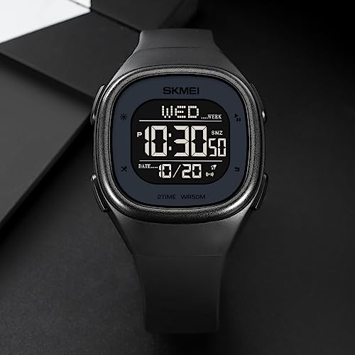 CakCity Mens Digital Waterproof Watch Womens Square Watch Men Wrist Watches Stop Watch with Countdown Timer Dual Time Watch