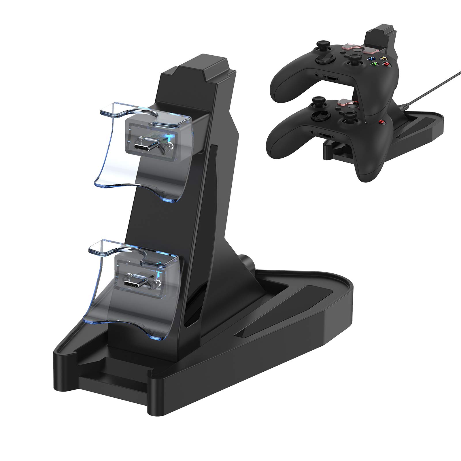 Charger Station for Xbox Series X/S Controller, KIWIHOME Dual Controller Charging Dock Stand for Xbox Series S/X Accessories with USB C Port Charging Cable, Rechargeable Battery Not Included
