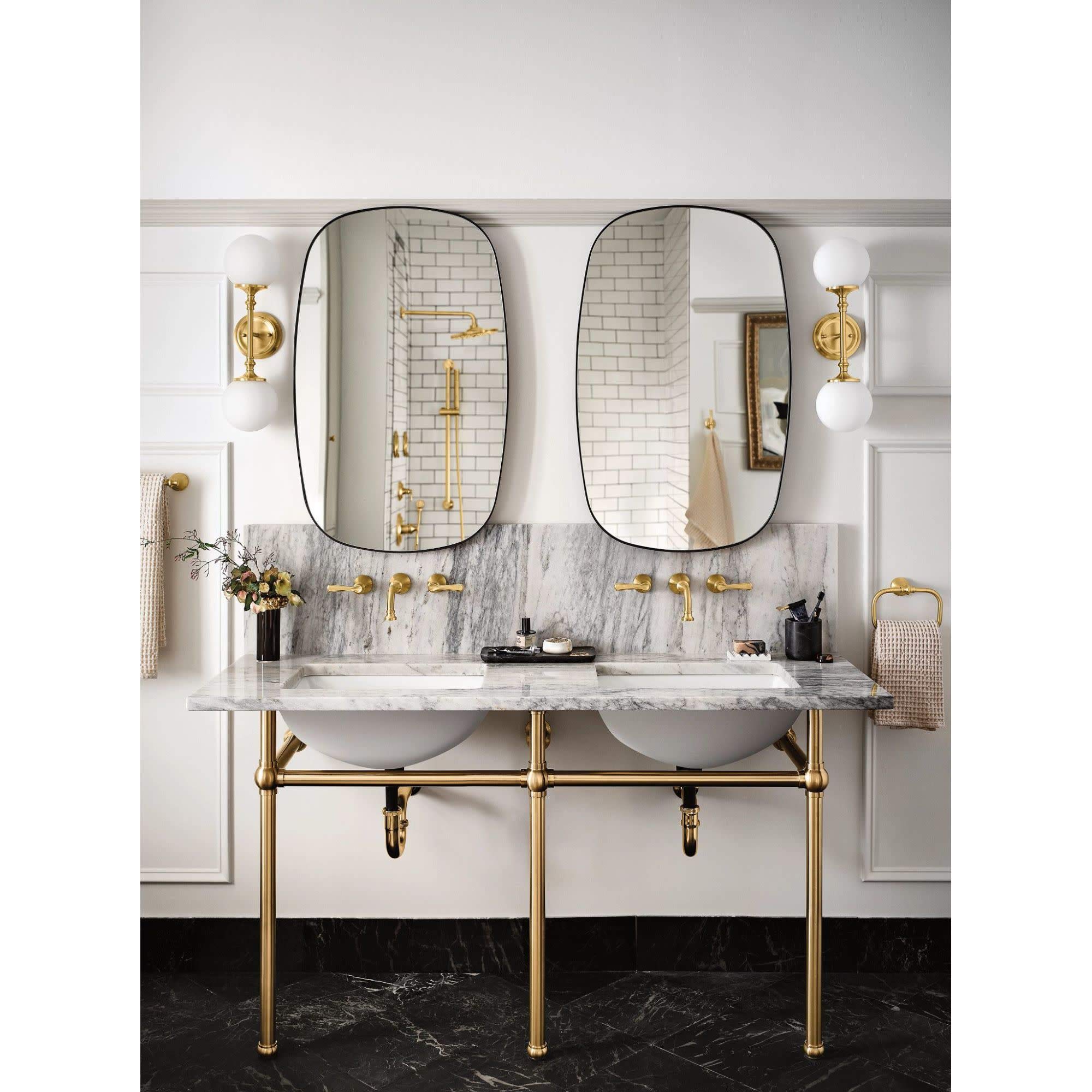 Moen TS44104BL Colinet Traditional Lever Handle Wall Mount Bathroom Faucet Trim, Valve Required, Matte Black