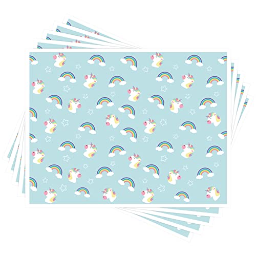 Sawysine Disposable Stick on Placemats for Baby and Kids, Restaurant Table Mats Sticky Waterproof Unicorn Place Mats for Toddler Travel Schools Family (50 Pcs)