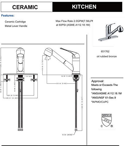 Designers Impressions 651762 Oil Rubbed Bronze Single Handle Kitchen Faucet - Kitchen Sink Faucet with Pull-Out Sprayer