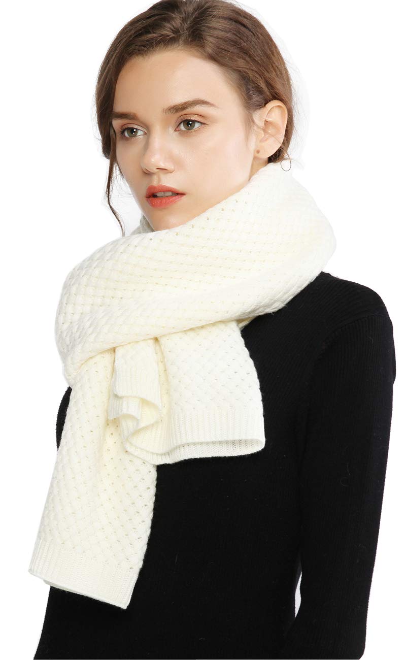 RIIQIICHY Winter Scarfs for Women Cold Weather Chunky Knit Scarf Warm Thick Ivory Scarf Long Large Oversized Scarves