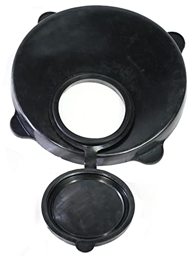 Skywin Storage Lid with Easy Pour Spout for Bucket - Weather-Resistant Rubber Black Lid with Easy Pour Spout - Multi-Purpose Wood Pellet Storage Containers, Bird Seed Container, Lump Charcoal Storage, or Pellet Storage Lid for Bucket (Not-Including Bucket