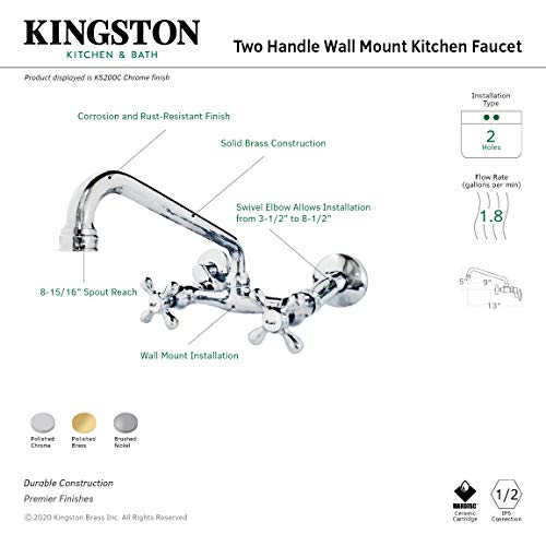 Kingston Brass KS200PB Kingston Kitchen Faucet, Polished Brass