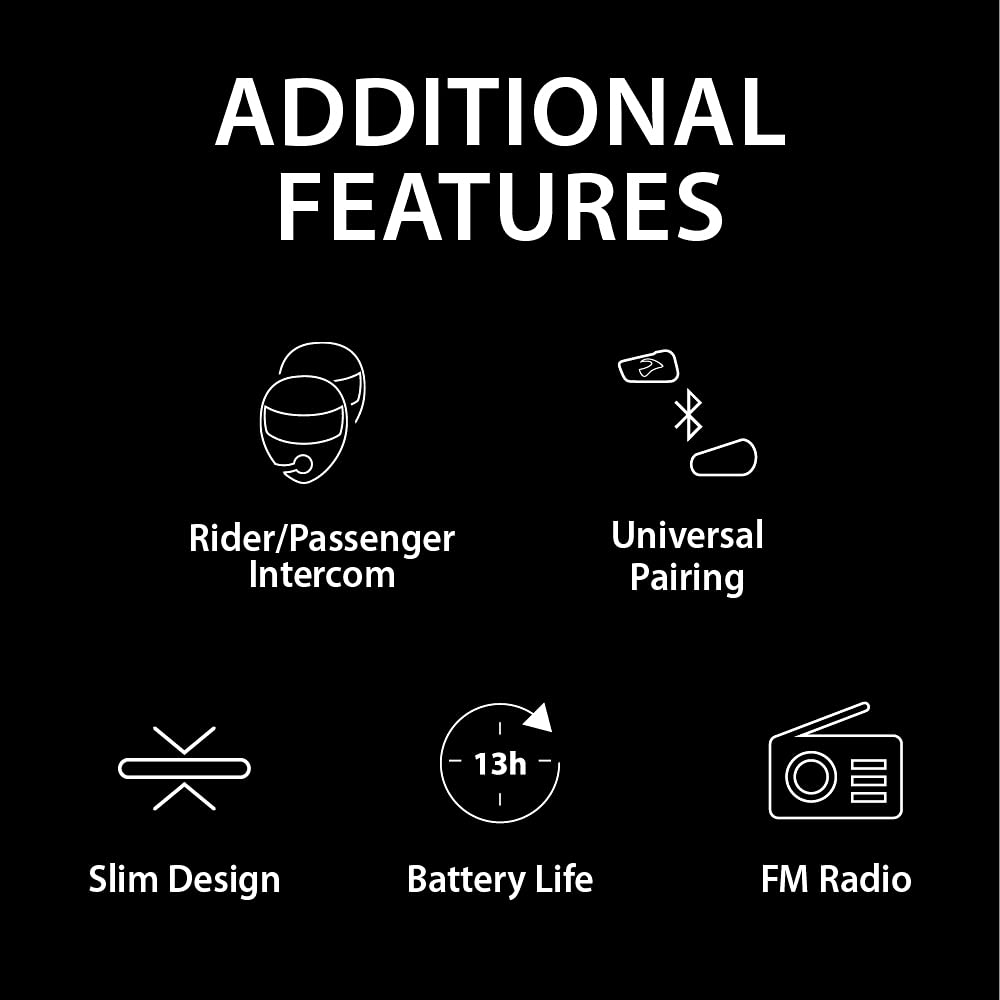 Cardo FRC1P001 - FREECOM 1 Plus Motorcycle 2-Way Bluetooth Communication System Headset - Black, Single Pack
