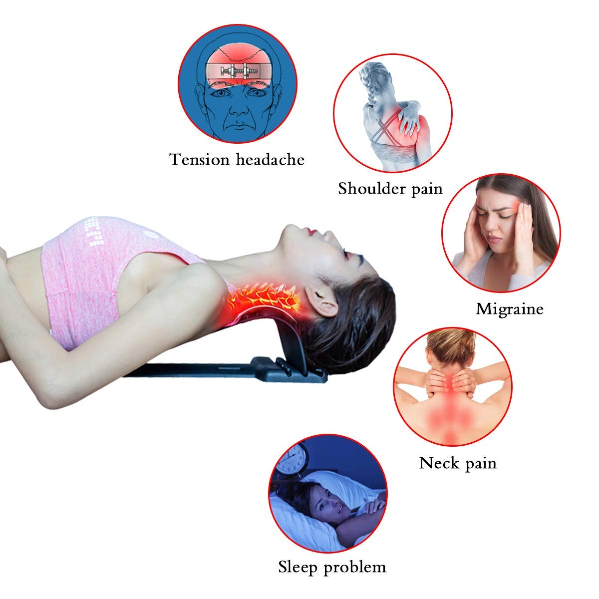 BRHYNOAH Multi-Level Neck Stretcher,Cervical Neck Stretcher Pillow Spine Alignment Chiropractic,Neck & Shoulder Massage Relaxer Traction Device,Magic Back Stretcher Device Support Relaxer (Purple)
