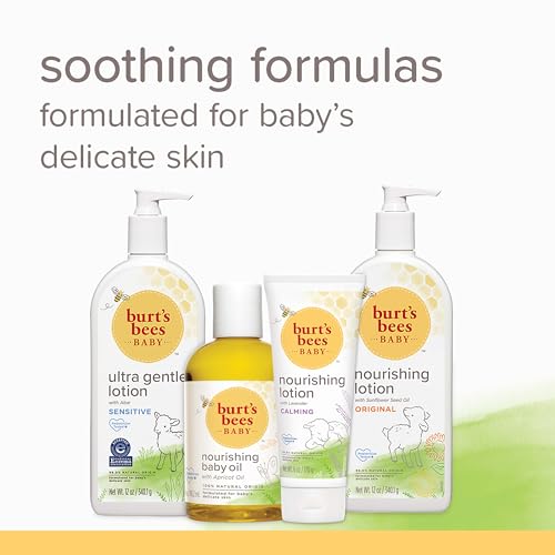 Burt's Bees Baby Nourishing Lotion with Lavender, Calming Baby Lotion, Pediatrician Tested, 99.0% Natural Origin, 12 Ounces