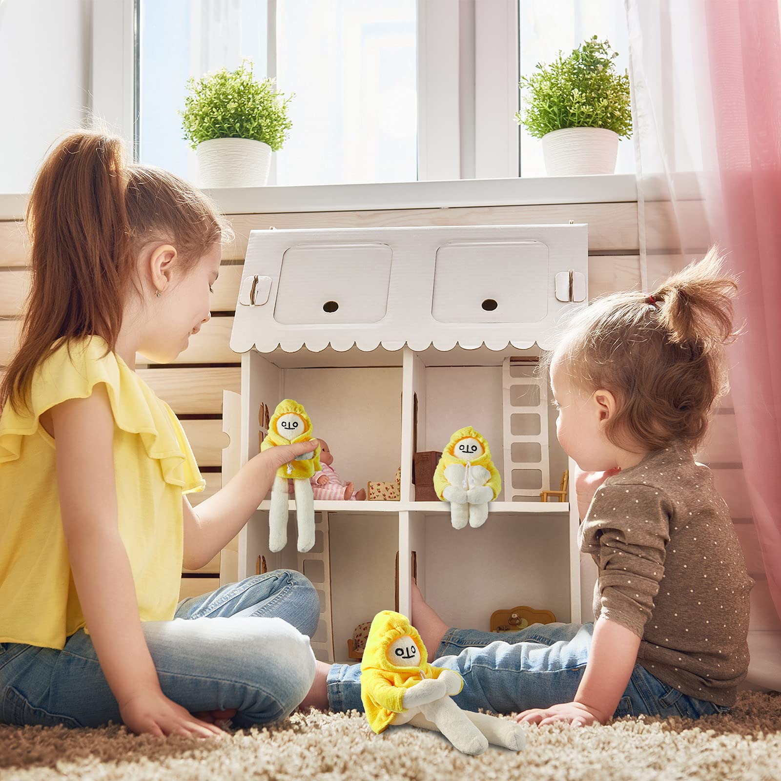 Zhanmai 2 Pieces Banana Doll Plush Stuffed Man Toy with Magnet Pose Funny Man Doll Decompression Toy Plush Pillow Toy Stuffed Doll Toy Present for Teens, Yellow, 7.1 Inch/ 18 cm