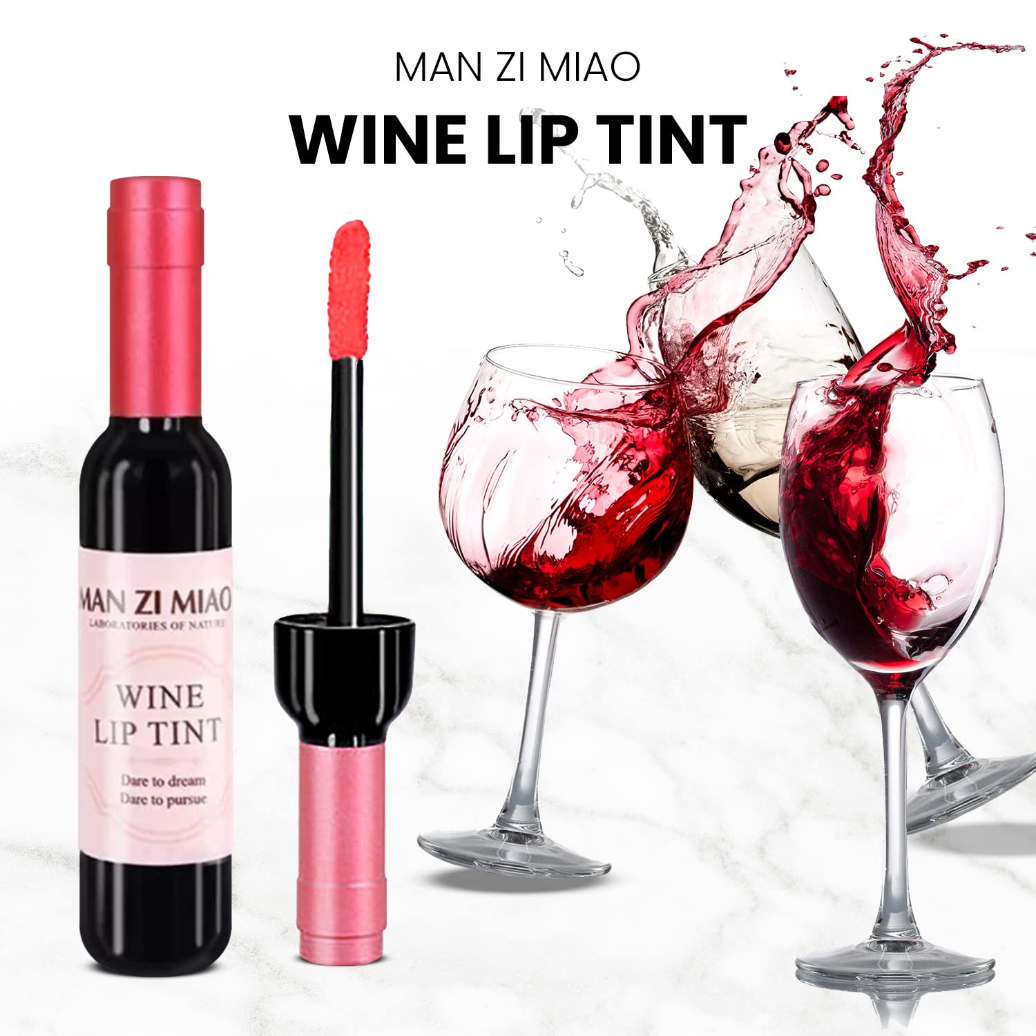 DEALPLUSDEAL MAN ZI MIAO Wine Lip Tint - 6 Pcs Set Long Lasting Color Waterproof Wine Bottle Design Lip Gloss Lip Makeup Liquid Lipgloss