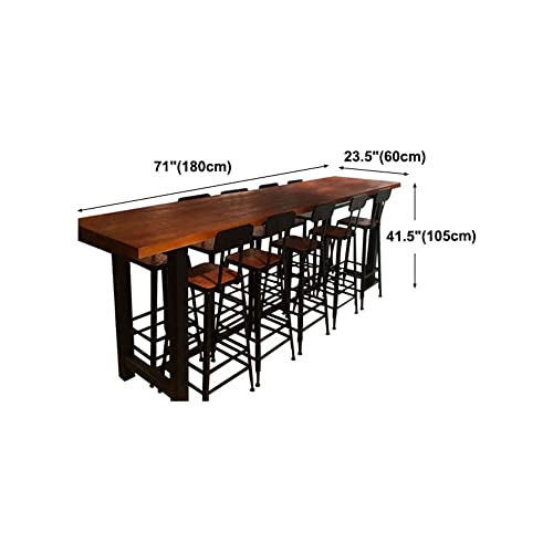 NIUYAO Bar Table Modern Simplicity Style in Solid Wood Fixed Top Table with Metal Legs for Bistro Cafe Home -Dark Wood β71" L x 23.5" W x 41.5" H