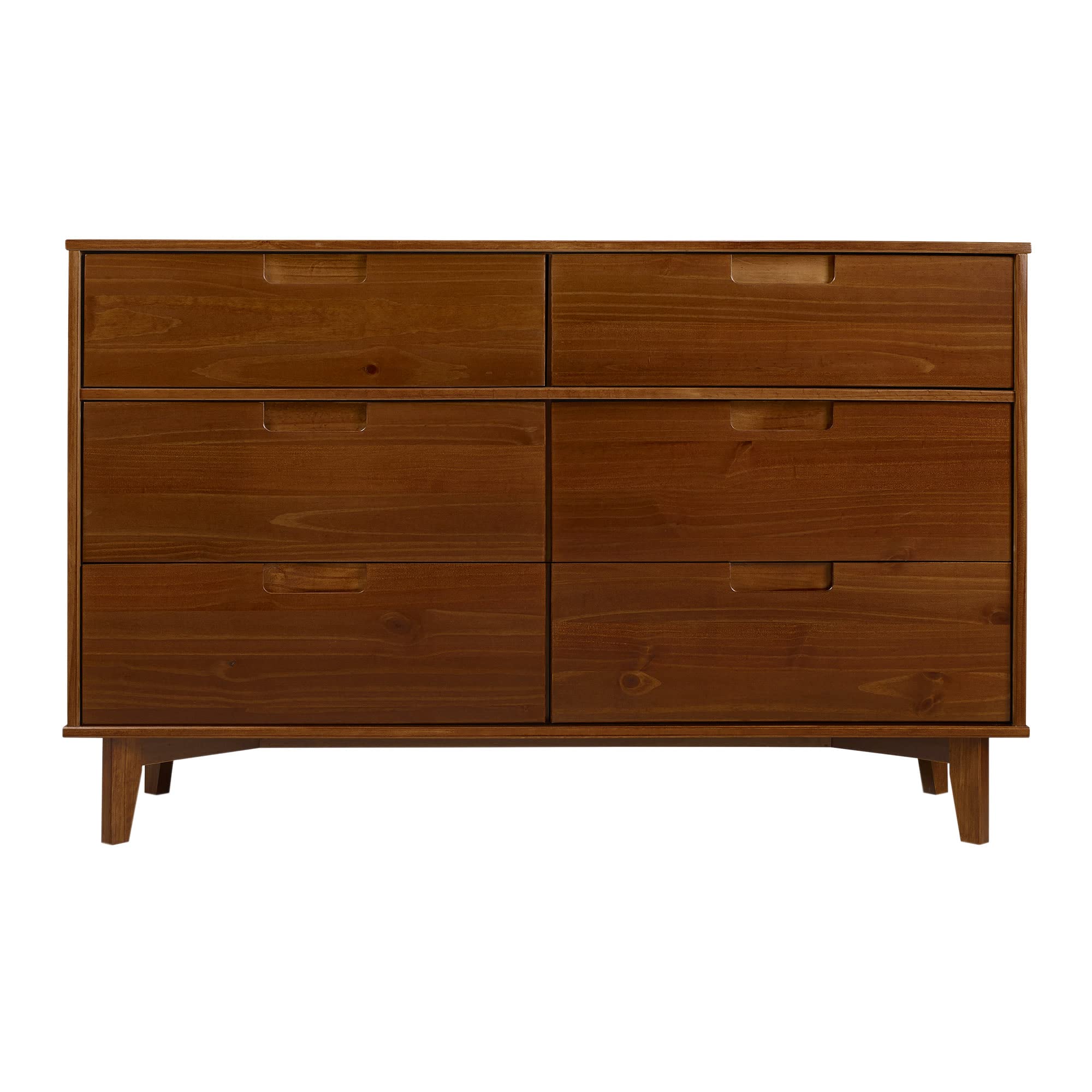 Delacora BDR6DSLDRCA WE-BDR6DSLDR Austin 52" Wide 6 Drawer Wood Mid-Century Modern Dresser with Cutout Handles