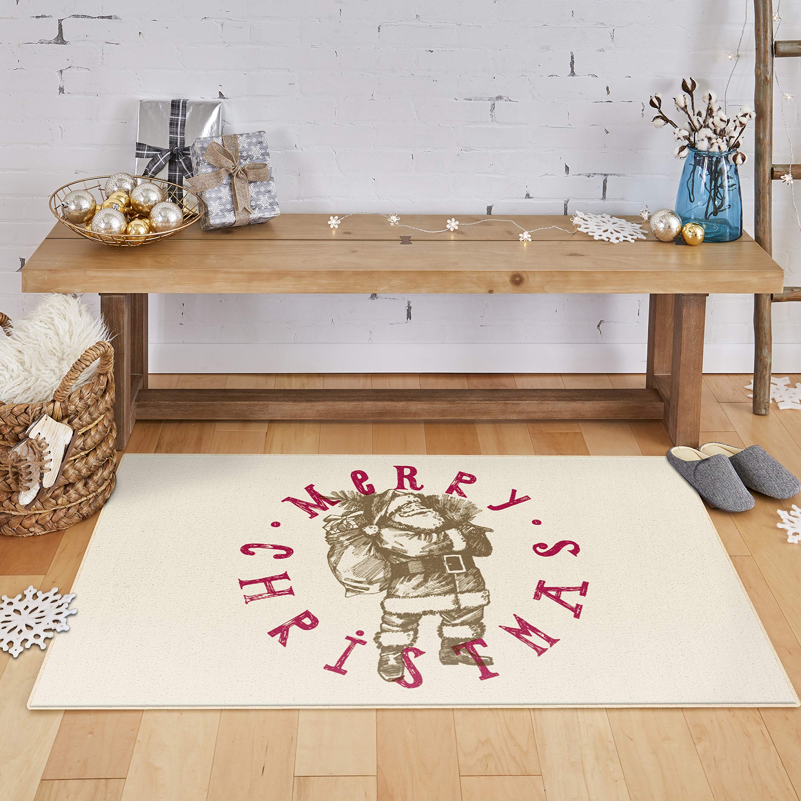 Mohawk Home Vintage Santa Christmas Mat 2' x 3' 4" Rug - Perfect for Kitchen, Entryway, Laundry Room