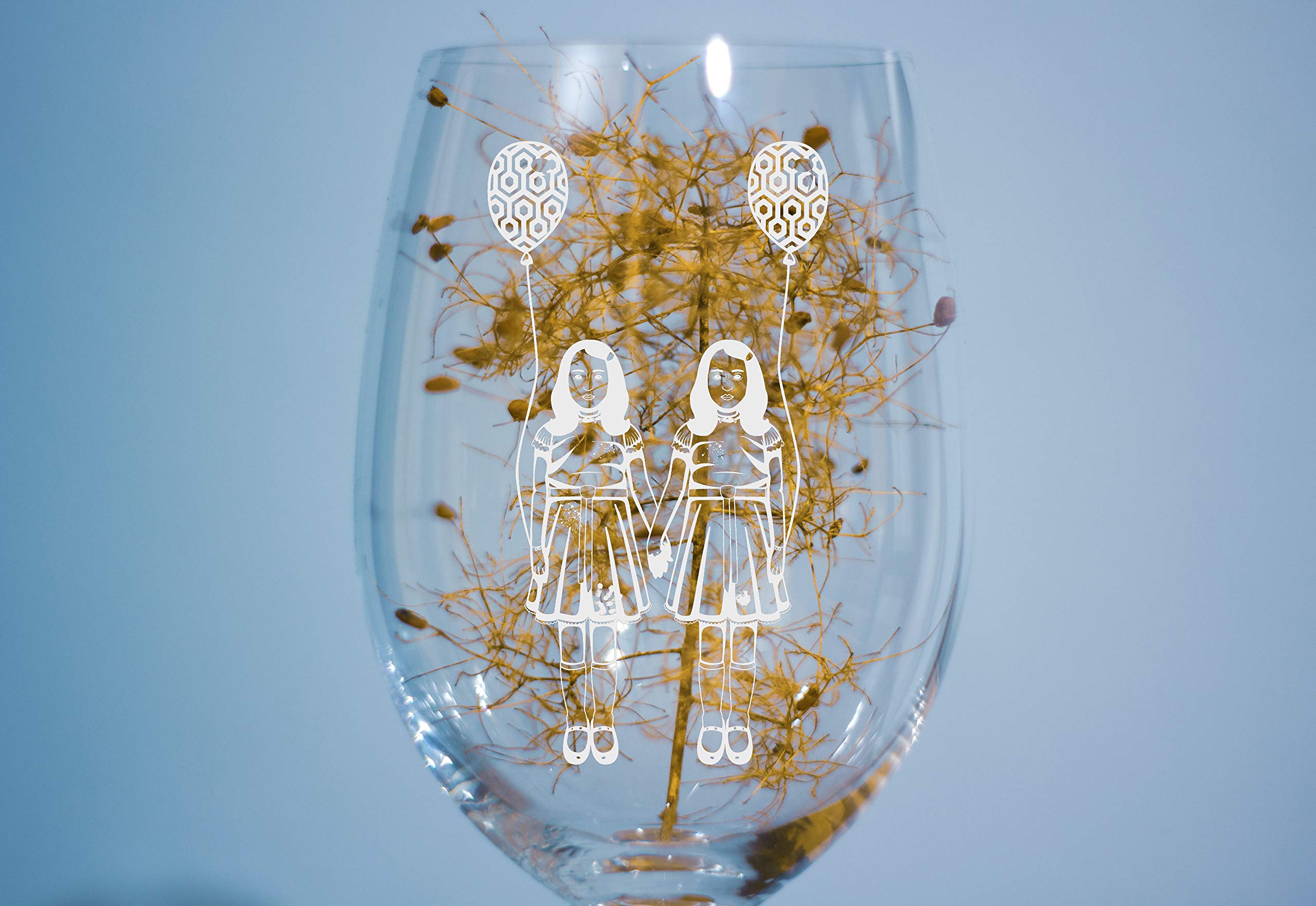 Creepy Scary Hallway Twins Horror Film Movie Parody - Laser Engraved Stemless Wine Glasses