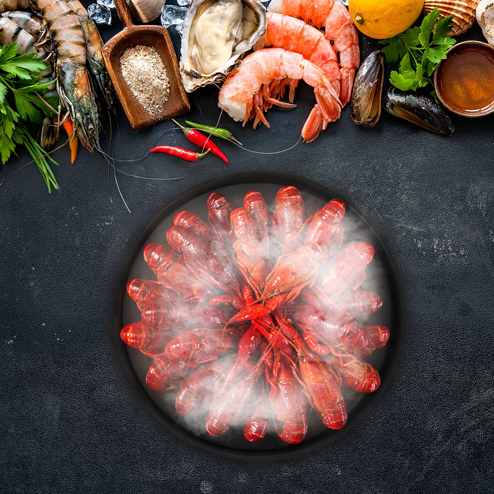 DOITOOL 1pc Dry Ice Tray Slate Round Cheese Board Sushi Board Dinner Fish Plate Sushi Serving Plates Caviar Bowl Wooden Utensils for Eating Sushi Tray Melamine Japanese-style Lobster Plate