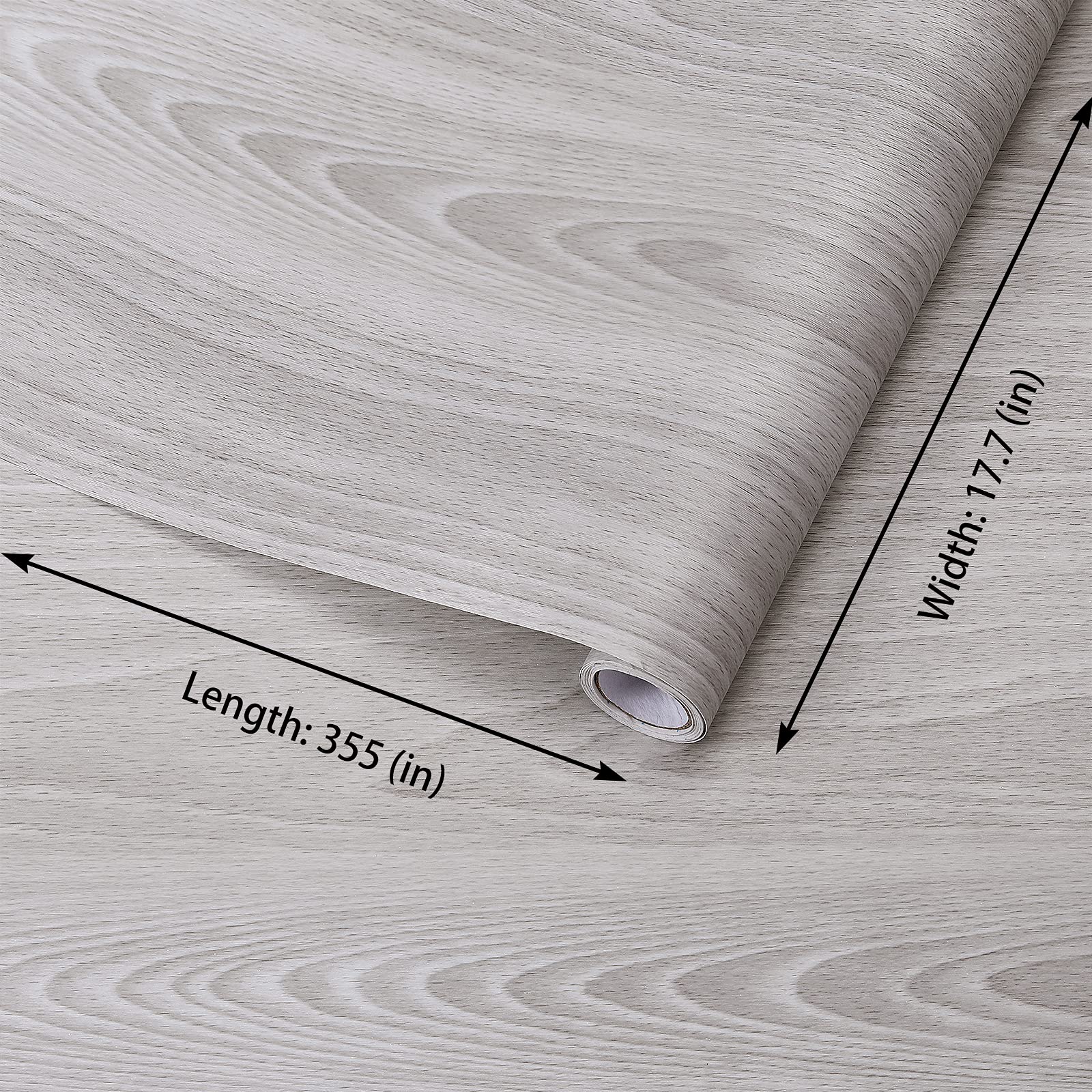 HATOKU 17.7" x 355" Grey Wood Contact Paper Wallpaper, PVC Self Adhesive Peel and Stick Wall Paper, Easy to Clean Decorative Wall Covering