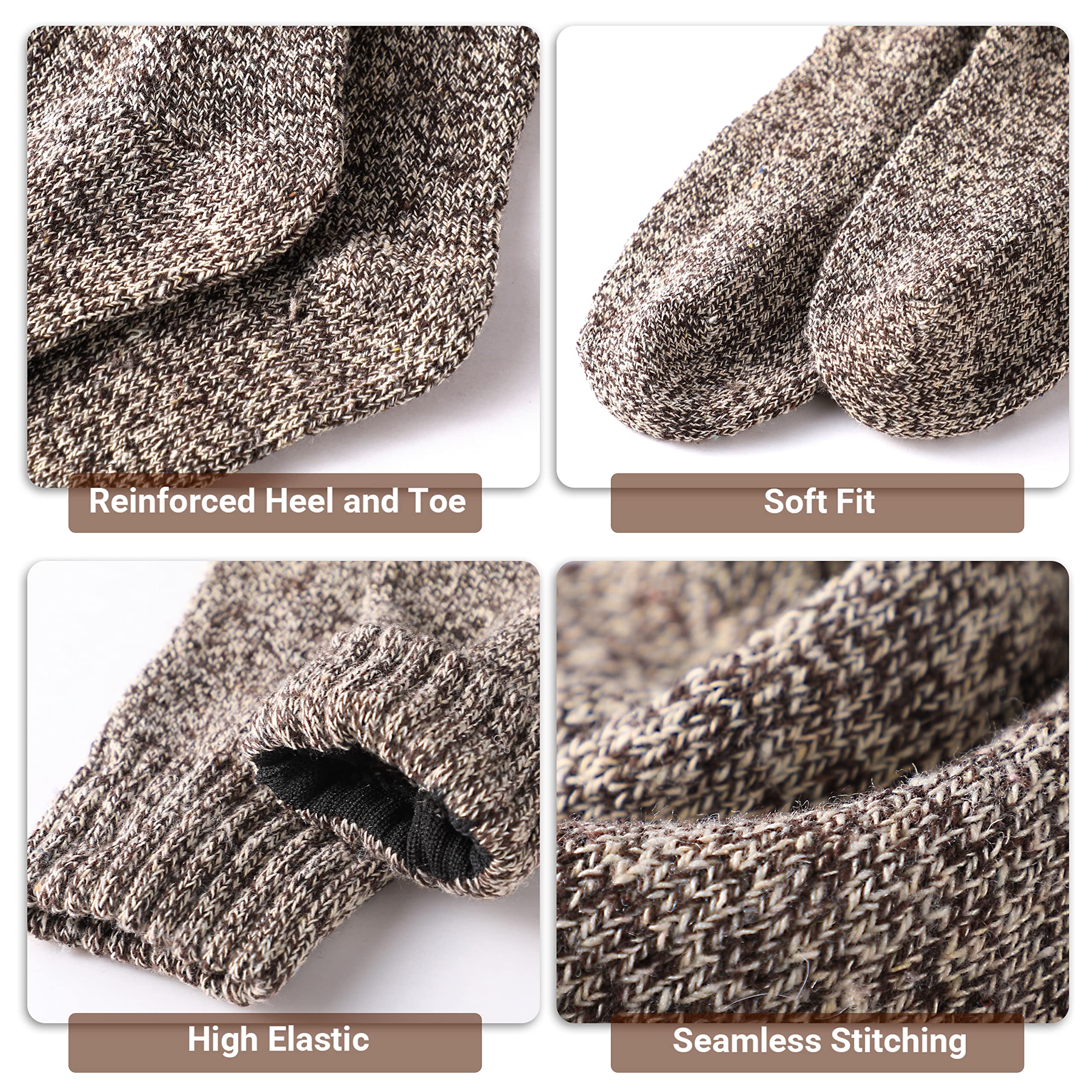 coclothy Wool Socks for Women - Womens Wool Socks Winter Socks for men Warm Thick Knit Wool Soft Vintage Casual Crew Socks