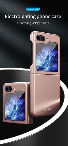 YJZSKRXFAK Case for Samsung Galaxy Z Flip5 5G 2023, Ultra Thin Slim Fit Elegant Business Smooth Cover Protective Cover Case for Galaxy Z Flip 5-Rose Gold