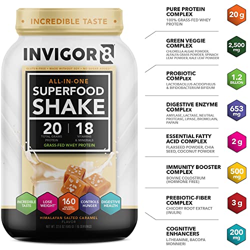 INVIGOR8 Superfood Shake (Salted Caramel) Whey Protein Shake + Collagen Peptides + Fatburner Bundle