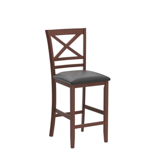 COSTWAY Bar stools Set of 4, Modern 25β Counter Height Dining Pub Stools with X-Shaped Backrest, Soft Cushion & Durable PU Seat, Simplistic Armless Kitchen Chairs for Home, Cafe Store, Restaurant (4)