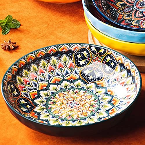 Qlans Serving Bowls 10.2inch 75 Oz Fruit Bowls Salad Bowls, Pasta Bowl Set of 2, Serving Dishes for Entertaining, Vibrant Color Large Bowls for Party,Microwave & Dishwasher Safe (Multicolor)