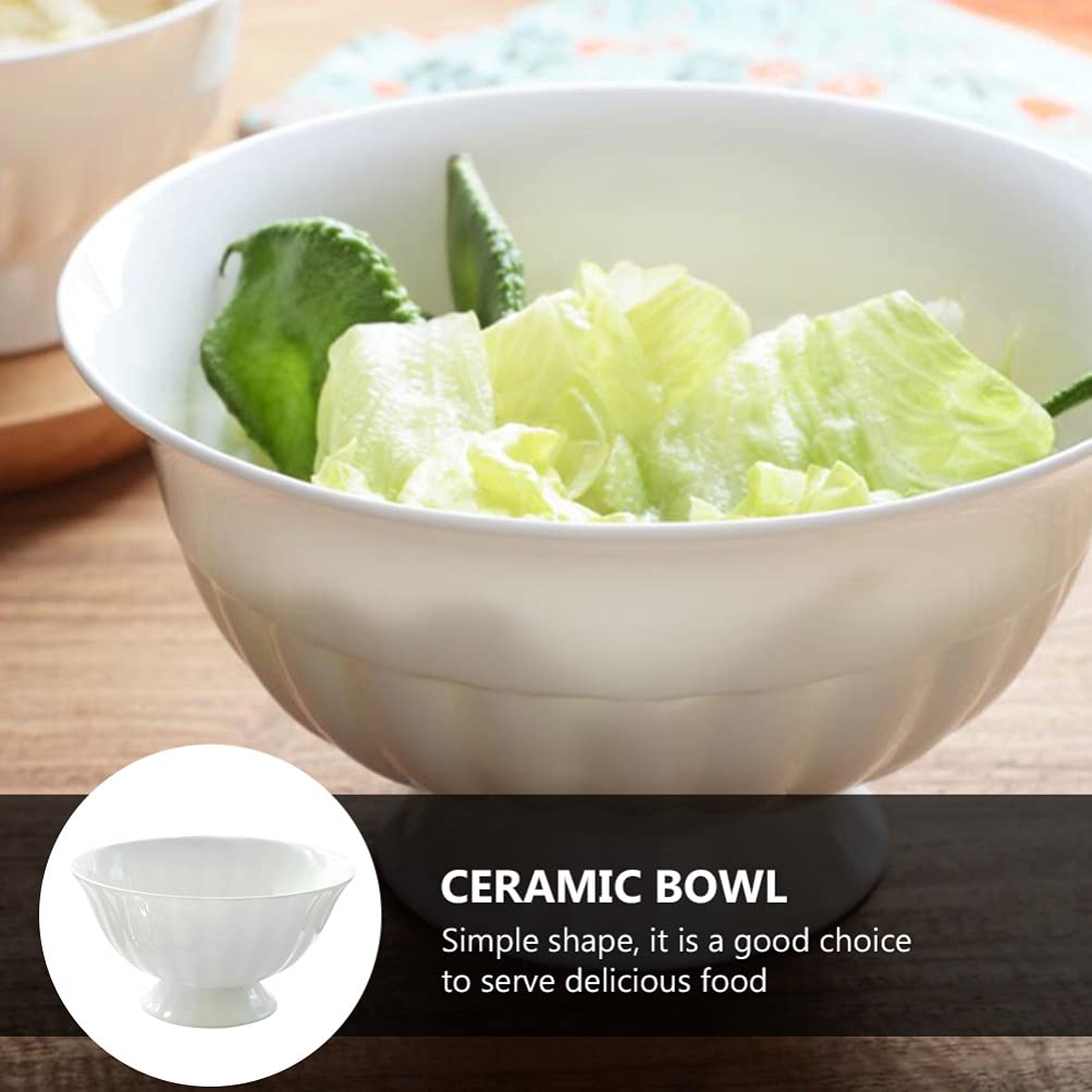 DOITOOL Ceramic Footed Bowl Round Pedestal Bowl Decorative Fruit Bowl Holder Dessert Display Stand for Kitchen Counter Centerpiece Table Decor Serving Fruit Tray White