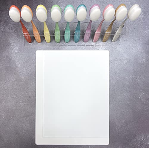 Waffle Flower Stencil Mat - Matte White Silicone Craft Mat w/Storage Bag for Ink Blending. Non-Slip, Waterproof, Heat-Resistant, Non-Stick and Non-Reflective. 9x12" Open Edge for Bigger Media Sizes.