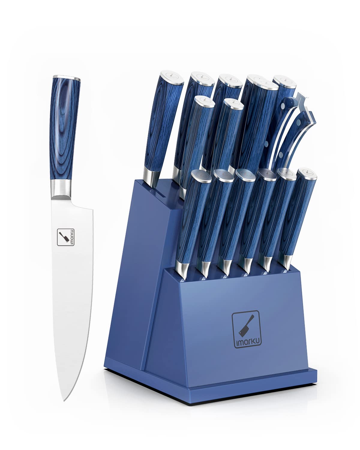 imarku 7 Inch Meat Cleaver & 16-Piece Kitchen Knife Set with Block
