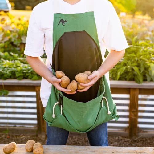 The Roo Apron - Gardening Apron with Pockets and Harvesting, Picking Pouch β Adjustable, Water-resistant, Washable Canvas Cotton - Great Gardener Gift