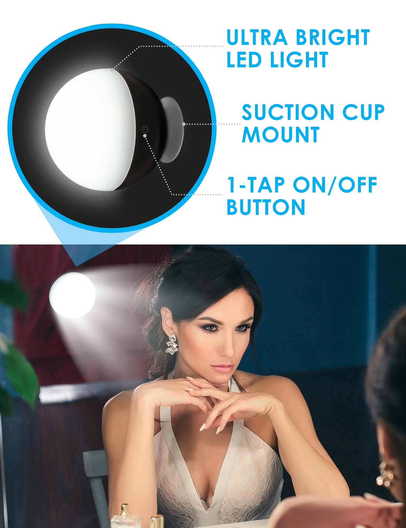Bright Basics Ultra Bright LED Vanity Light Portable Wireless Ball Lamp Mirror Lights