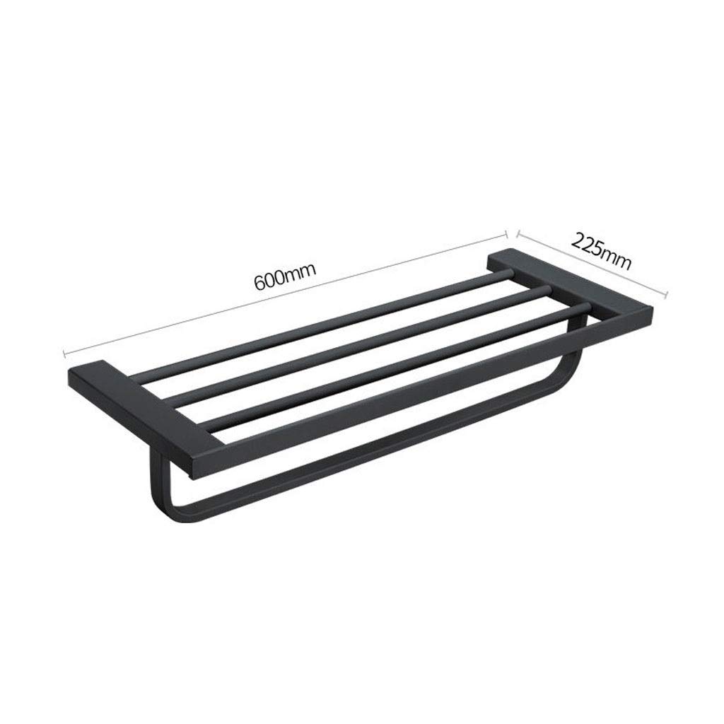 DFHBFG Matte Black Stainless Steel Towel Bathrobe Clothes Holder Rack Double Layer Kitchen Bathroom WC Accessories
