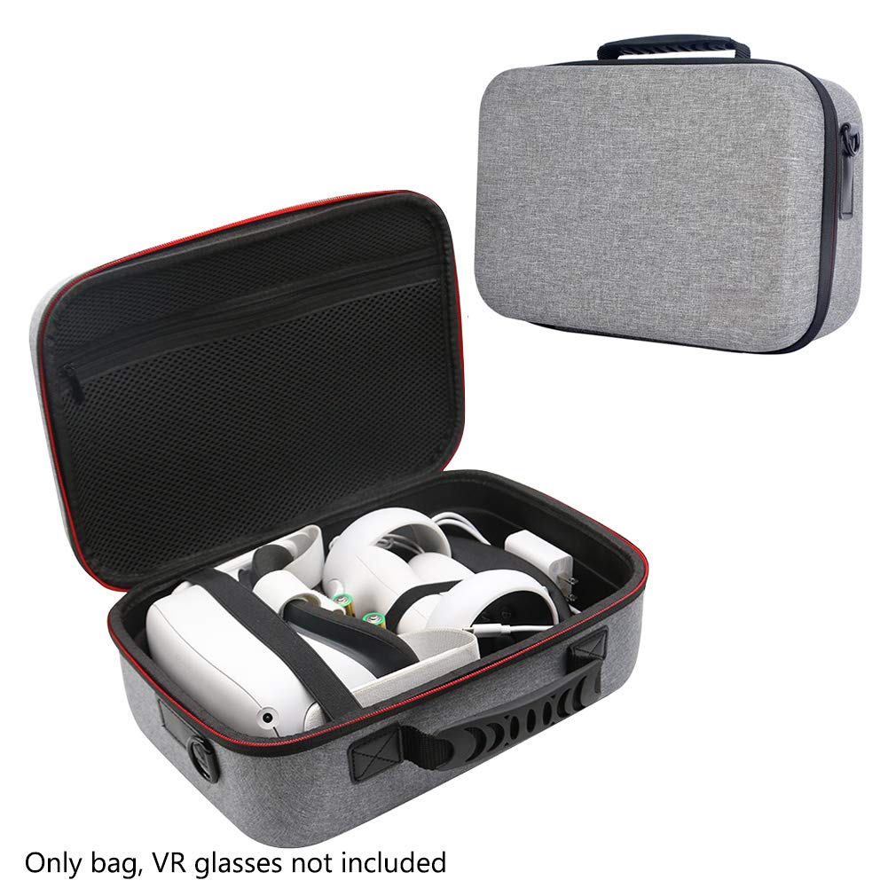 CALIDAKA All-in-One VR Hard Carrying Case Compatible for Oculu s Quest 2, Waterproof VR Gaming Headset Bag with Handle, Durable VR Protective Travel Case, 12.6x9.05x4.9 Inch