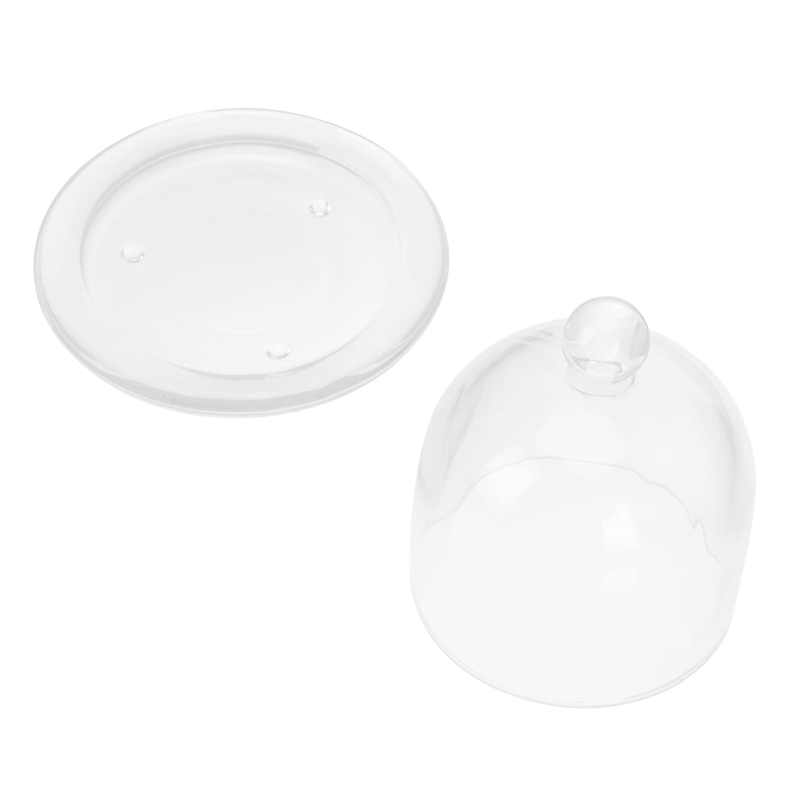 DOITOOL Mini Glass Butter Dish Dome Tray Plate, Multi- Preserving Serving Glass Lemon Keeper, Clear Glass Bell Jar Dome with Plate for Cream Cheese Cake, Salad Foods Wedding Party Home