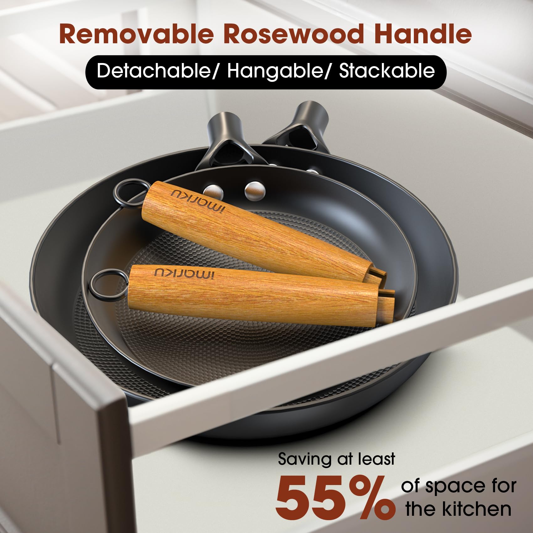 imarku Non Stick Frying Pans - 8 inch & 10 inch Frying Pan Nonstick Set, Honeycomb Lock Oil Cast Iron Skillets, Dishwasher Safe, Induction Compatible, Stay-cool Handle Pans, Christmas Gifts