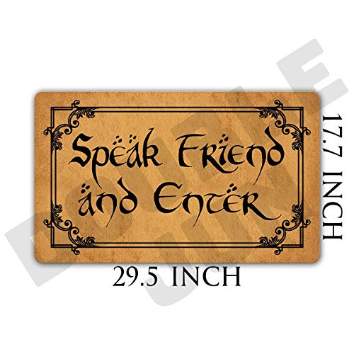 DoubleJun Funny Speak Friend and Enter Entrance Mat Floor Rug Indoor/Front Door Mats Home Decor Machine Washable Rubber Non Slip Backing 29.5"(W) X 17.7"(L)