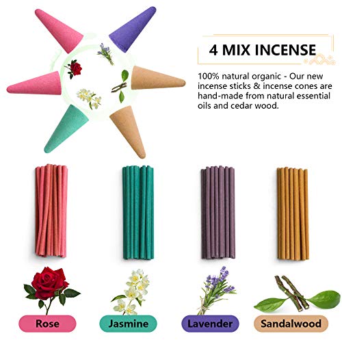 Incense Cones, Scented Incense Sticks, Incense Sticks with Incense Cones Gift Set, Incense, Incense Sticks, Incense Sticks Variety Pack, Incense Sticks Gift Set